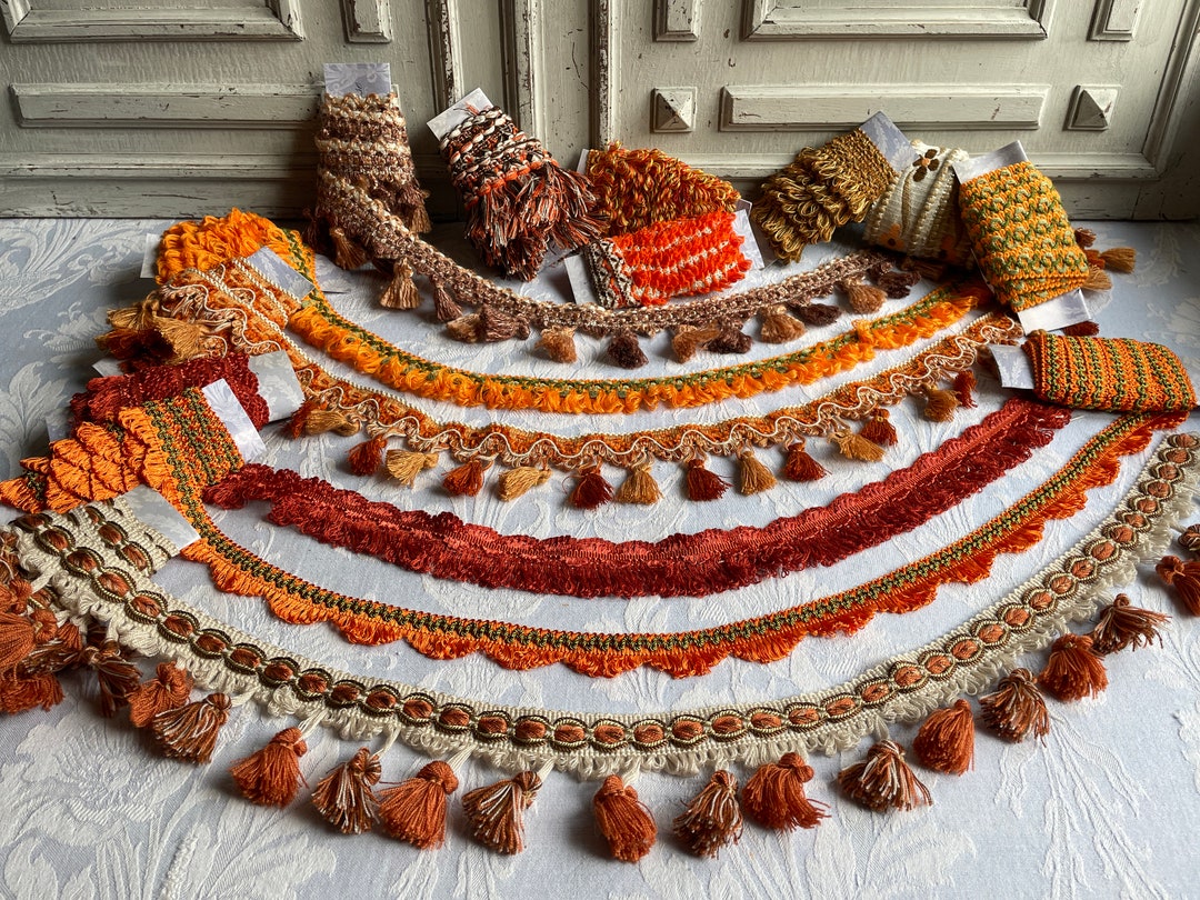 French Vintage Trim, ORANGE Trimmings VARIOUS Lengths Braids Finishing ...