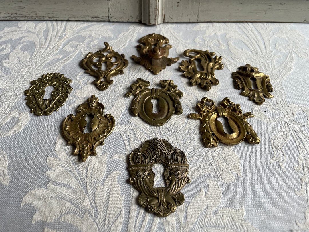 Antique French Brass Key Hole, SINGLE Antique Ormolu Escutcheon, MEDIUM ...