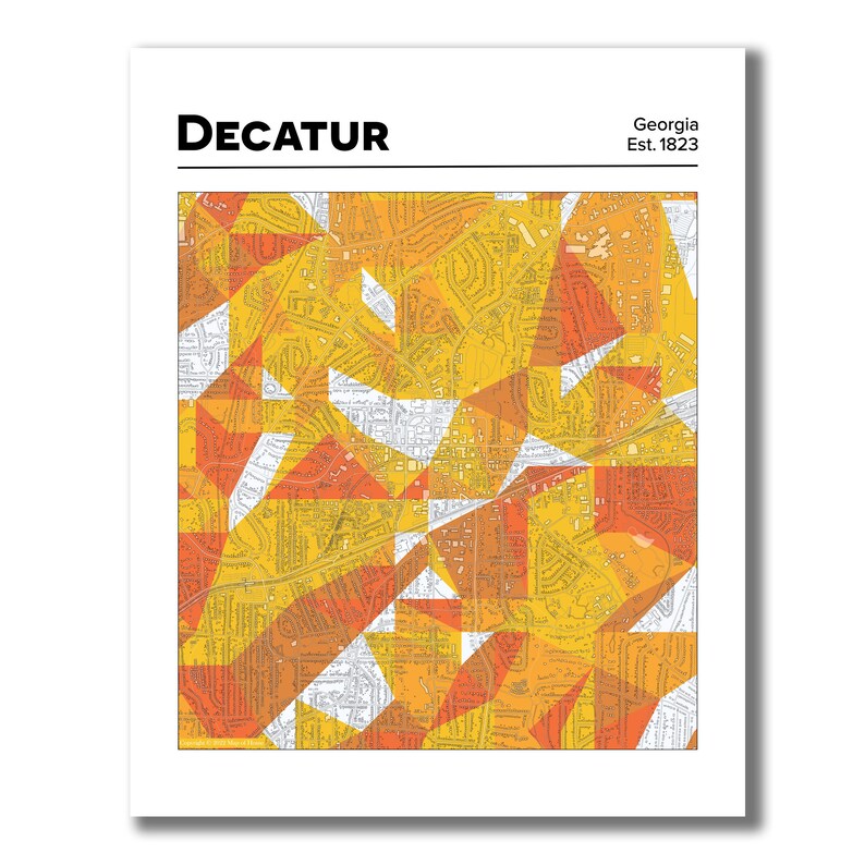 Decatur GA Map Georgia Map Geometric Map Moving Away - Etsy