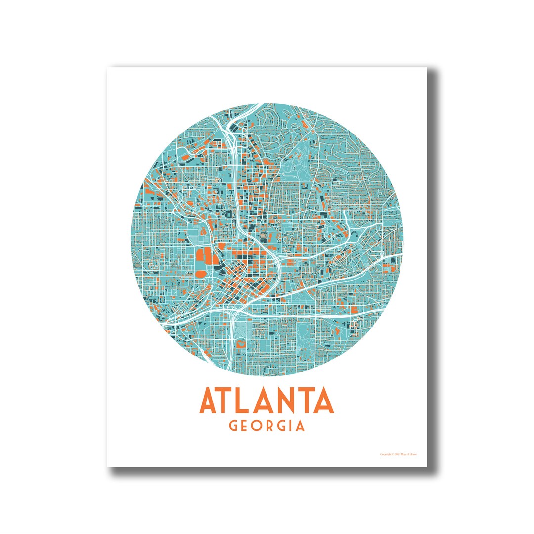 Atlanta Area Custom Maps! Atlanta GA Poster, Atlanta City Map, Modern ...