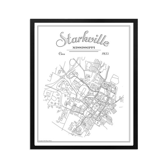 Starkville Map Starkville Mississippi Moving Away Gift | Etsy