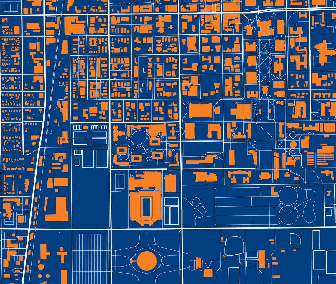 Urbana-champaign Illinois Map University of Illinois Moving - Etsy