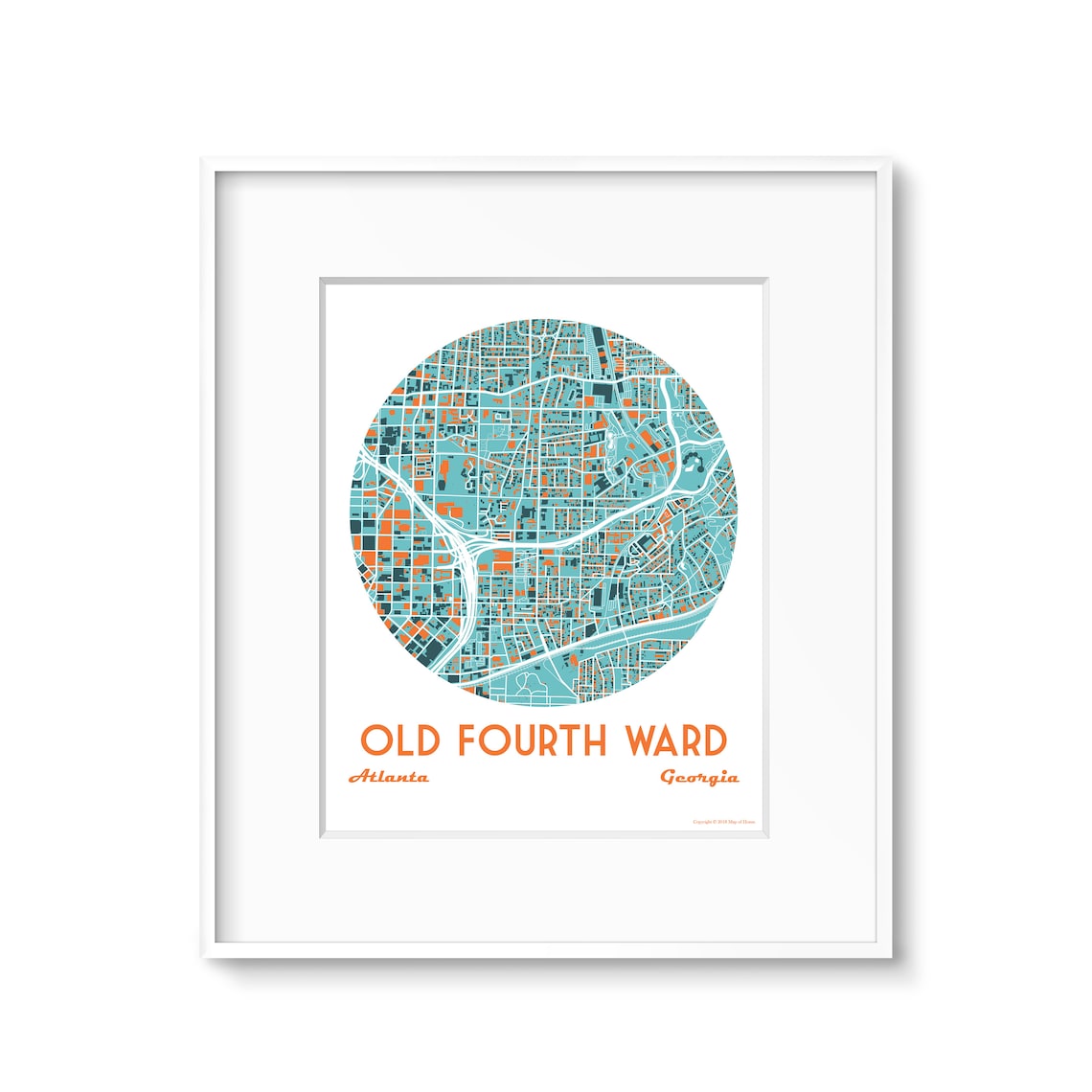 Old Fourth Ward Atlanta Neighborhood GA Map Moving Away | Etsy