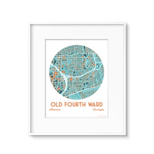 Old Fourth Ward Atlanta Neighborhood GA Map Moving Away - Etsy