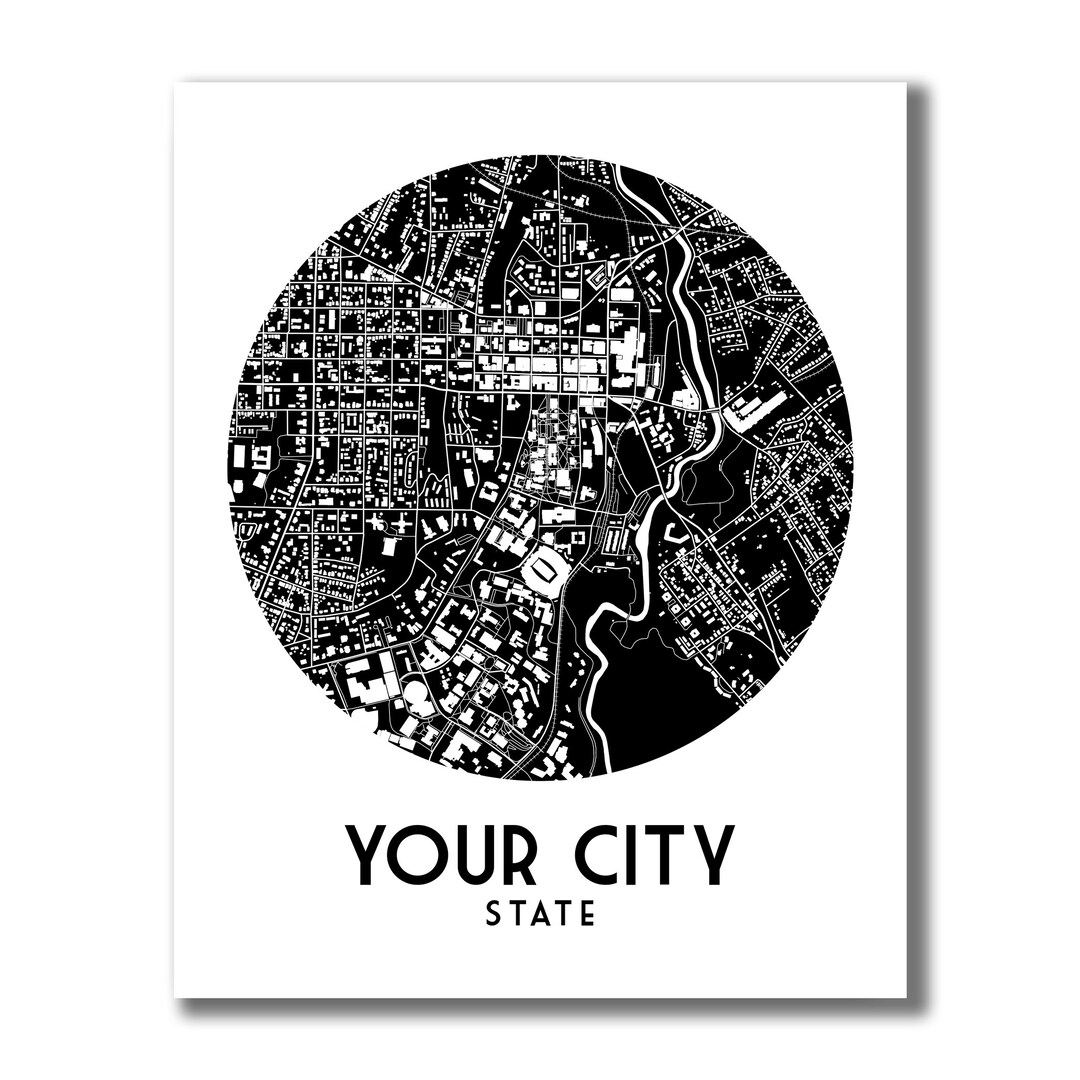 Custom City Map! Modern Map Art, Custom Gift, Wedding, Housewarming ...