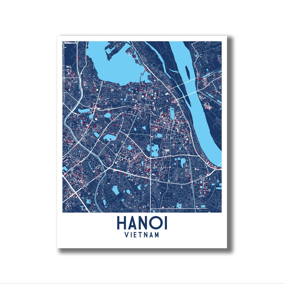 Hanoi Map Print, Hanoi Vietnam Map, Modern Hanoi Map, Hanoi Modern Art ...