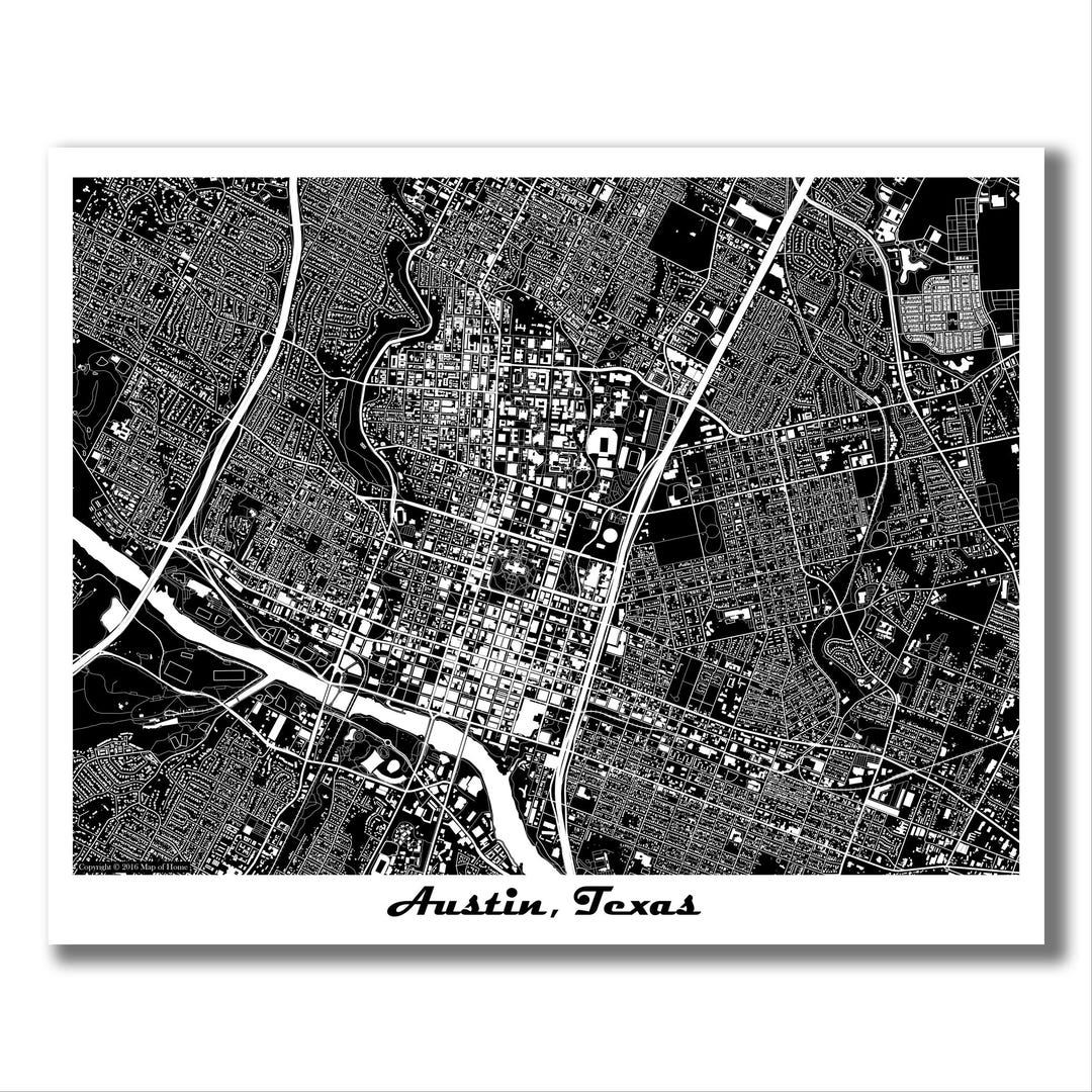AUSTIN Map Print, Austin Art Print, Austin Texas Map, Austin Gift ...