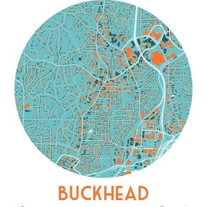 Buckhead, Georgia, Map, Buckhead Map, Housewarming Gift, Buckhead Art ...