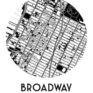 Broadway Map, New York City, Manhattan, NYC, Theater, Musicals, Moving ...