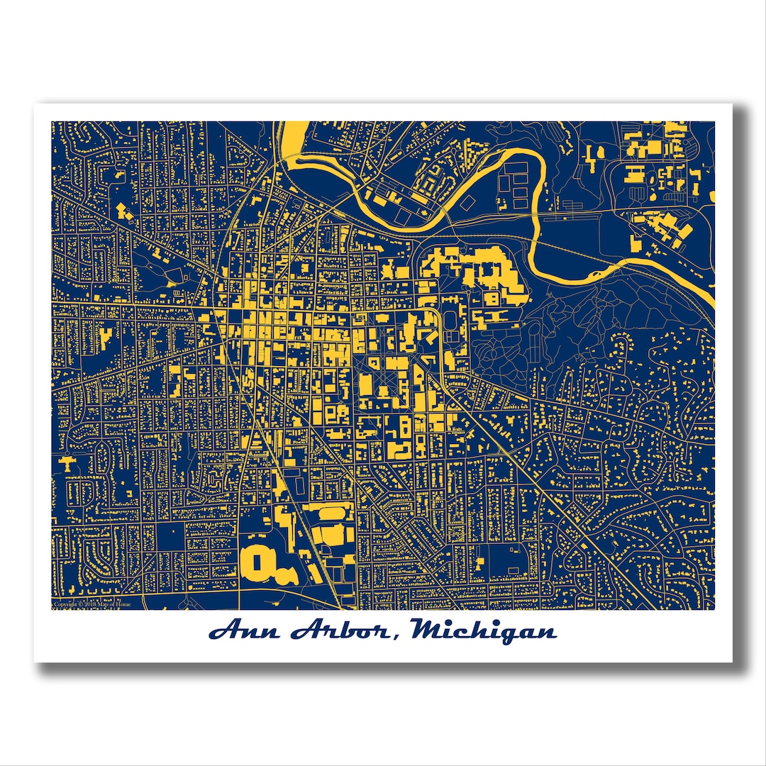 Ann Arbor Map Ann Arbor MI Poster, Ann Arbor City Map, Ann Arbor Modern ...