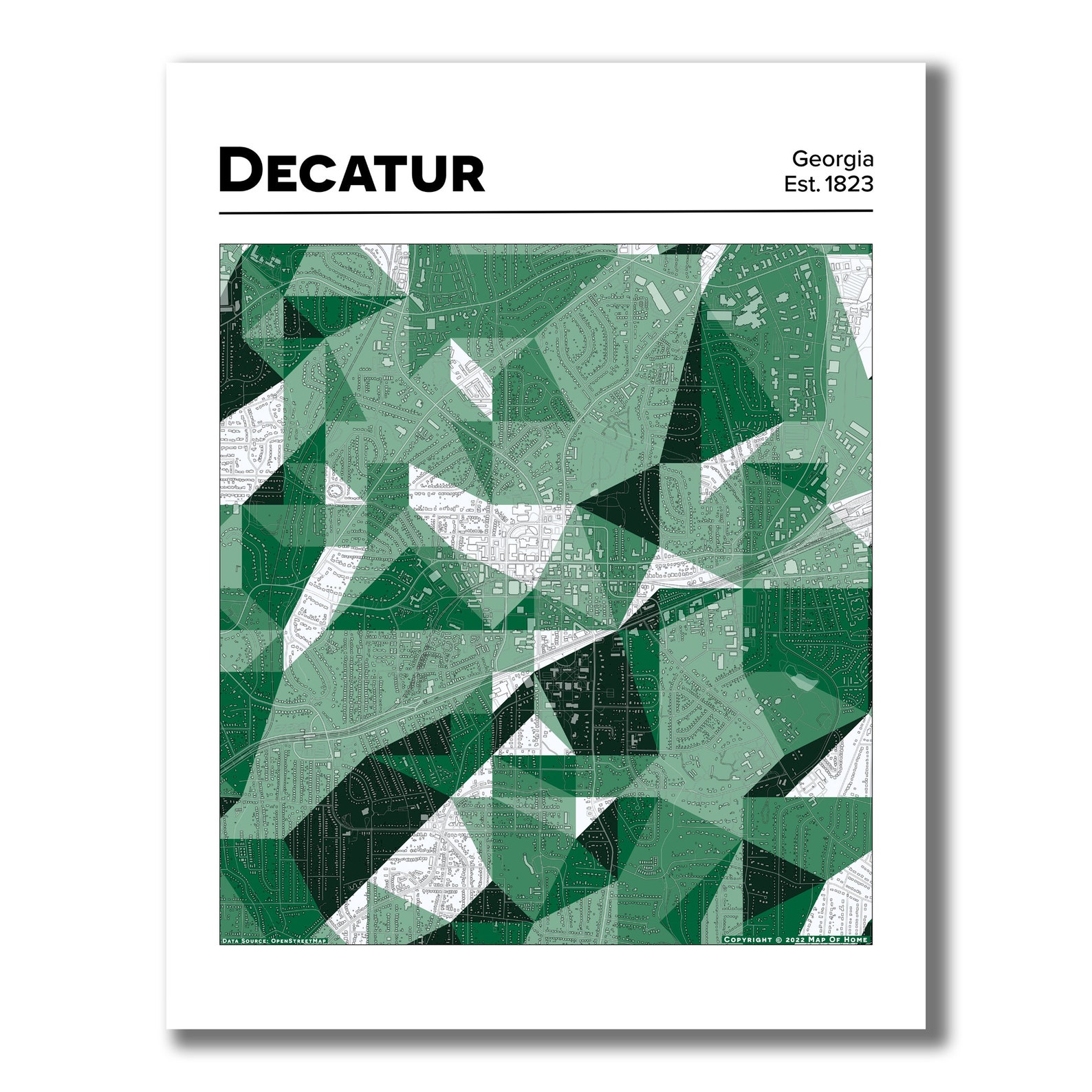 Decatur GA Map Georgia Map Geometric Map Moving Away - Etsy