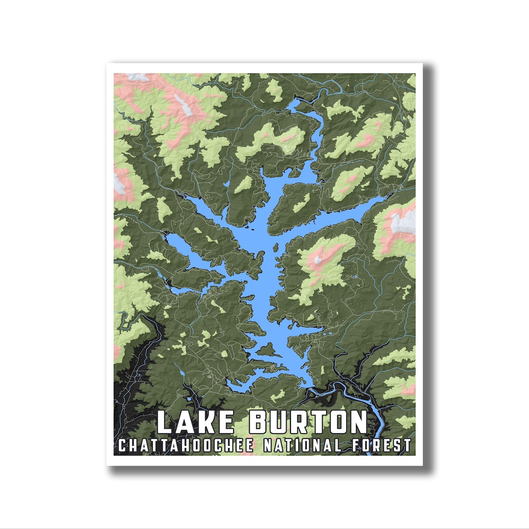 LAKE BURTON Map Print, Lake Burton Georgia Art, Topographic Map, Gifts ...