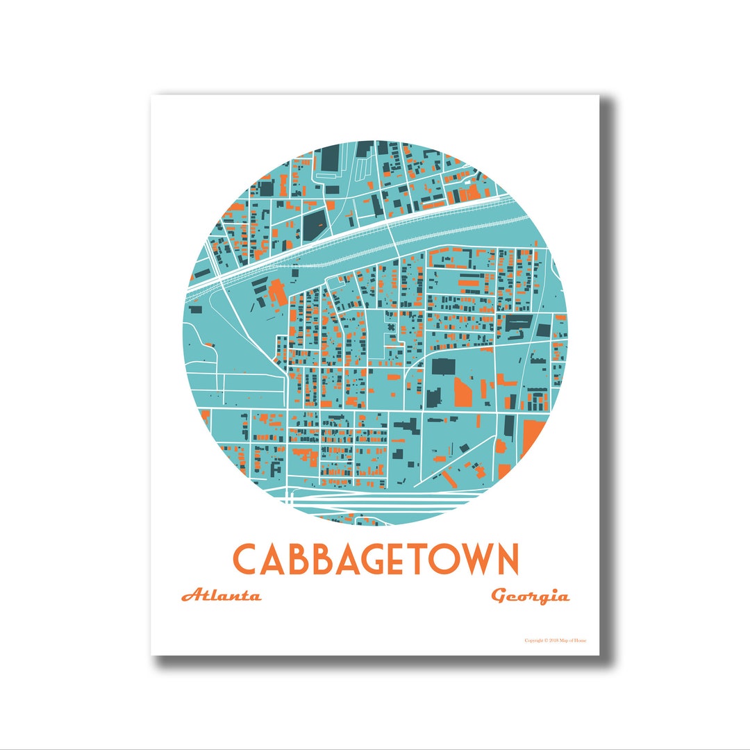 CABBAGETOWN Map Print, CABBAGETOWN Atlanta Neighborhood Map ...
