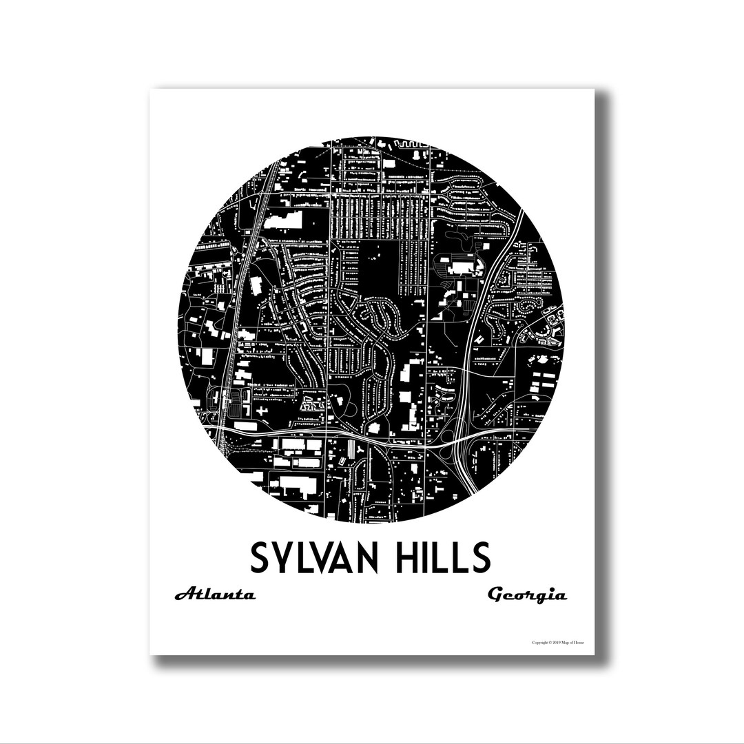SYLVAN HILLS Map Print Sylvan Hills Art, Atlanta GA Modern Art, Realtor ...