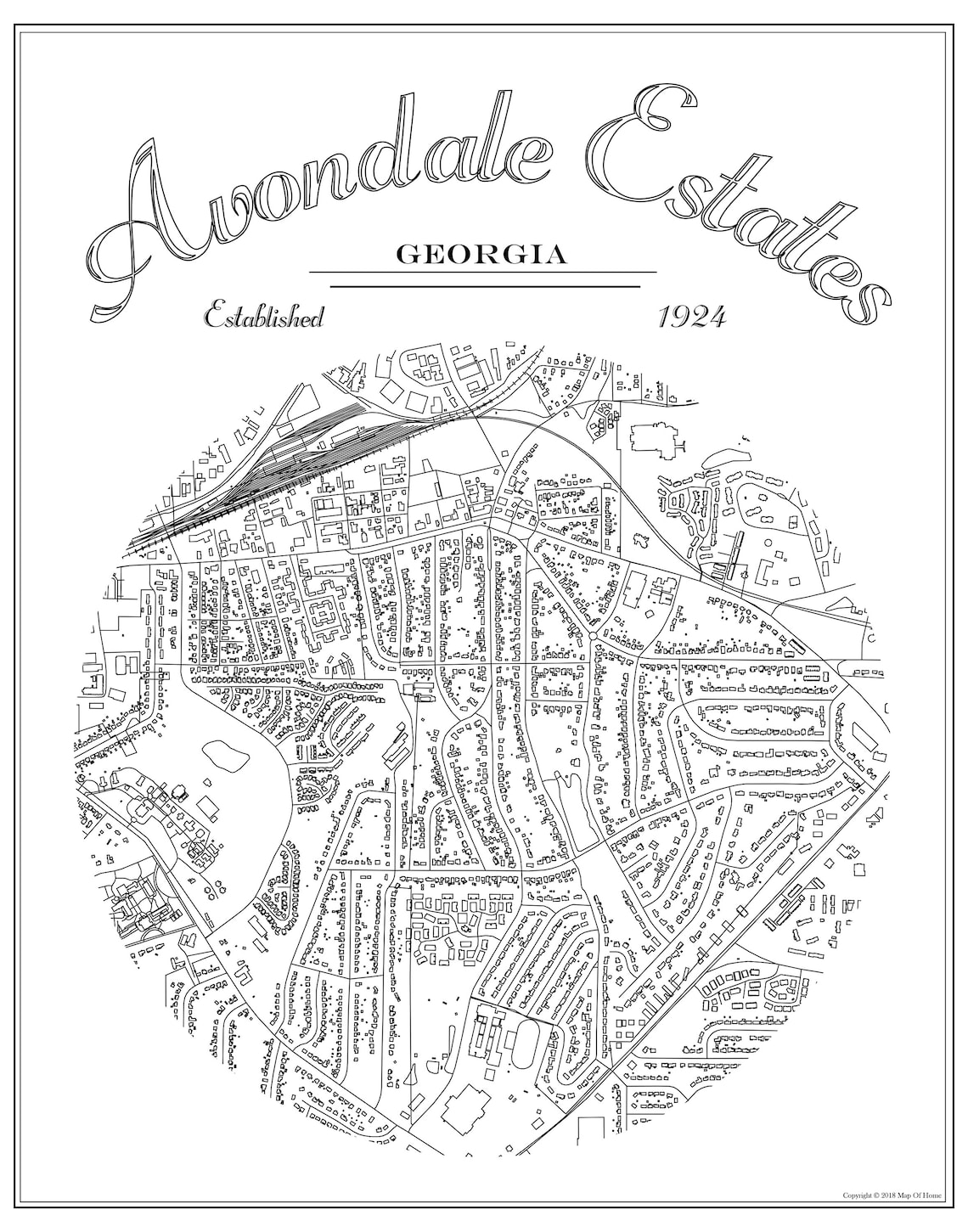 Avondale Estates Georgia Atlanta Area Map Print Moving | Etsy