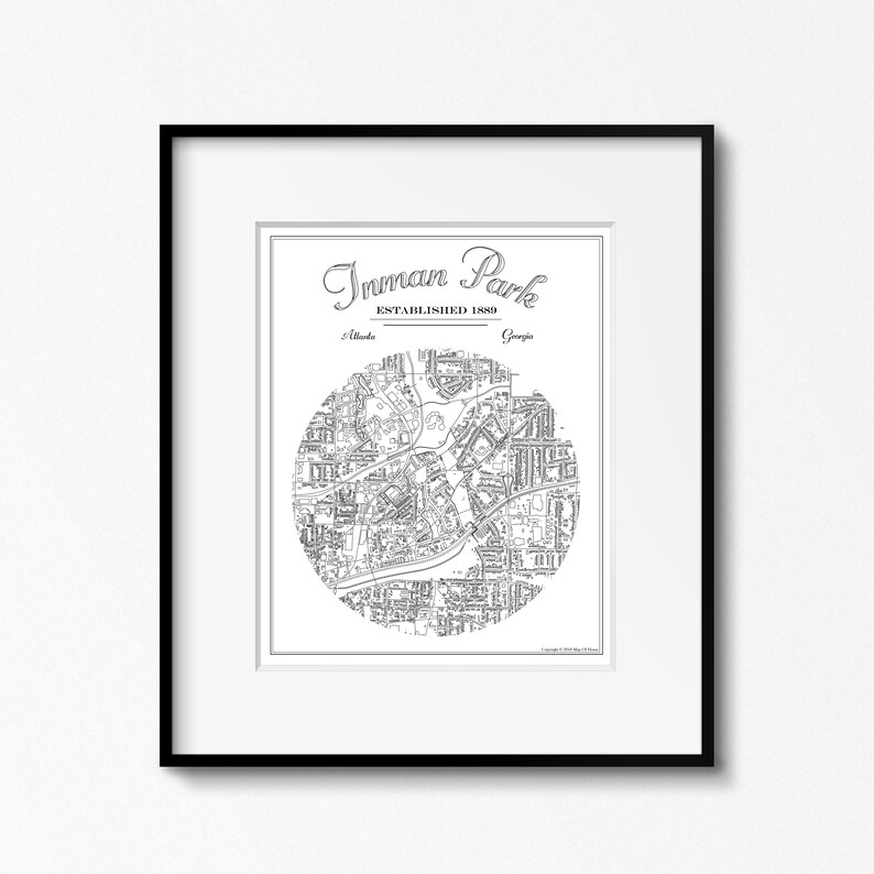 Inman Park Atlanta Neighborhood Map Art Moving Away Gift - Etsy