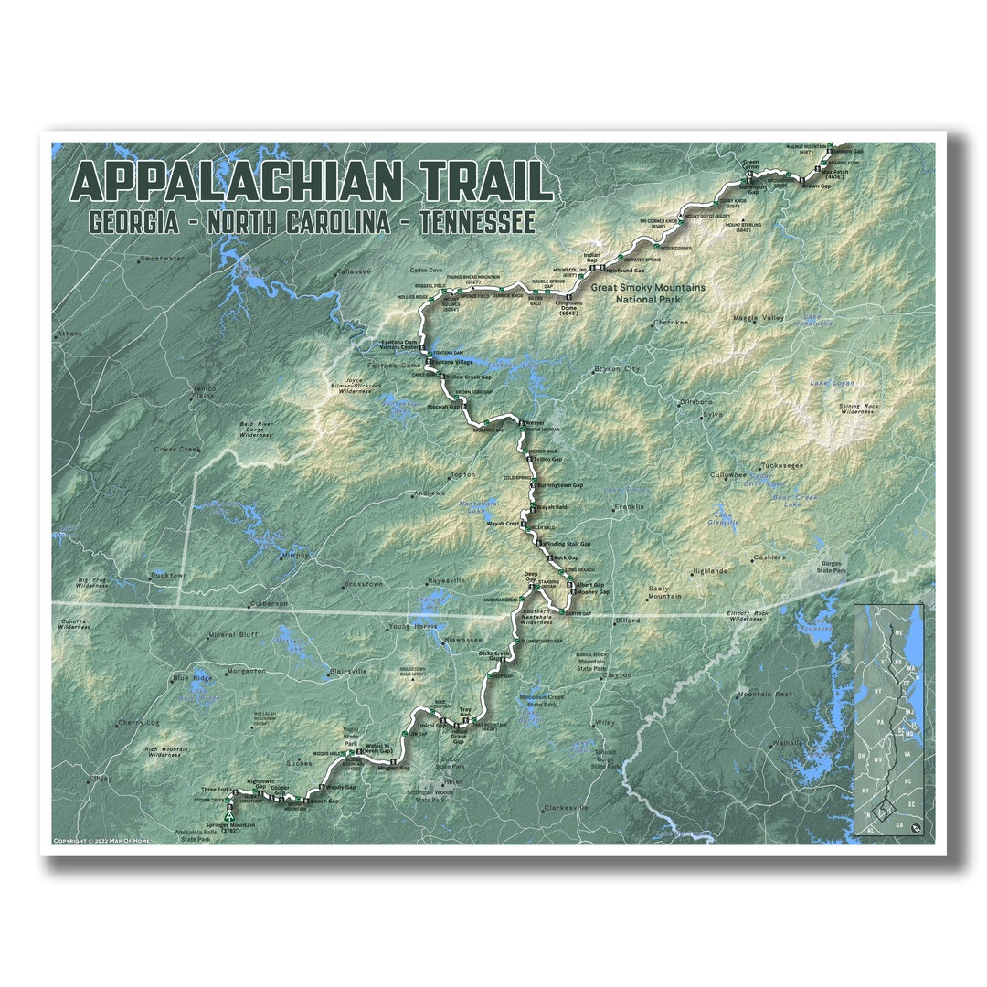 Appalachian Trail Map! AT Map, AT Art, Cabin Decor, Mountain House ...