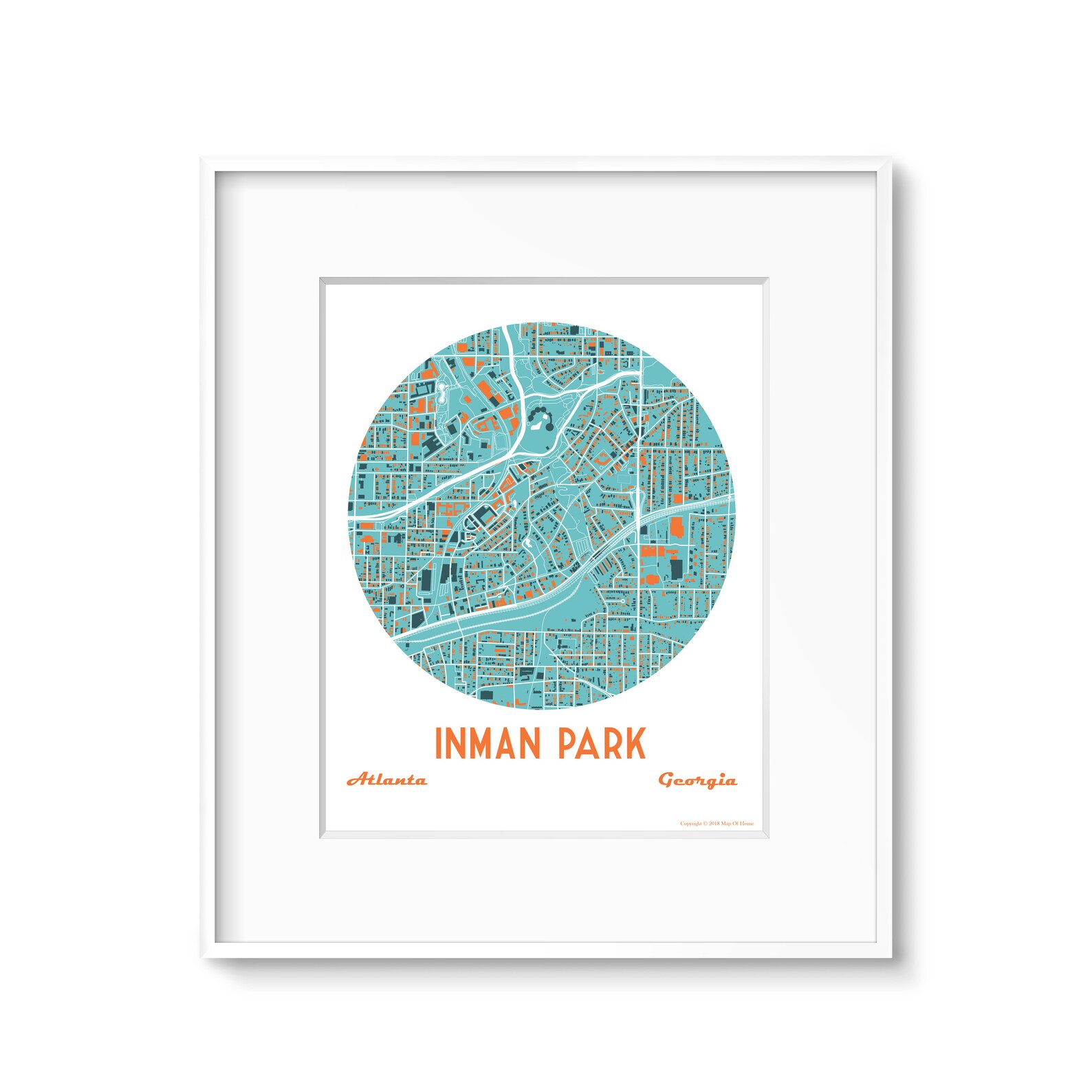 Inman Park Atlanta Neighborhood Map Art Moving Away Gift - Etsy