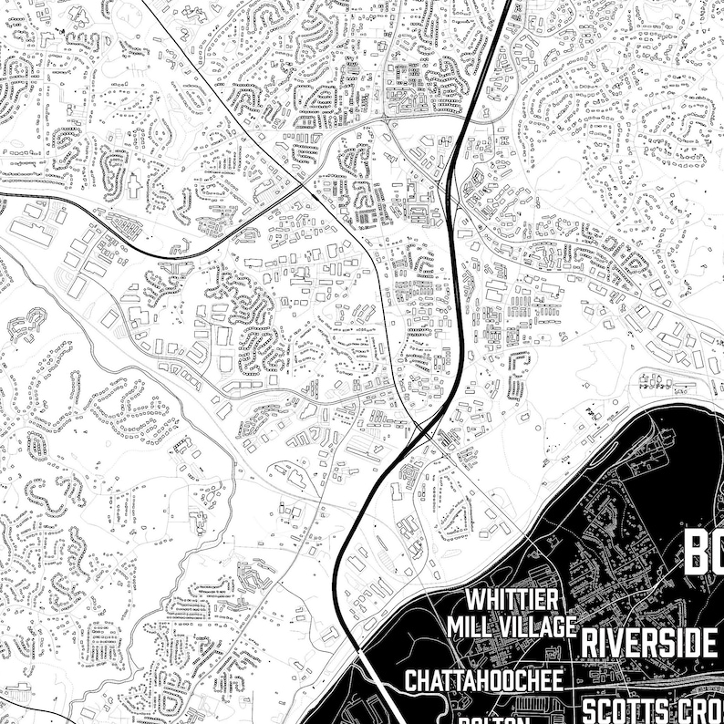 Atlanta Neighborhoods Map Atlanta Map Print Atlanta Modern - Etsy