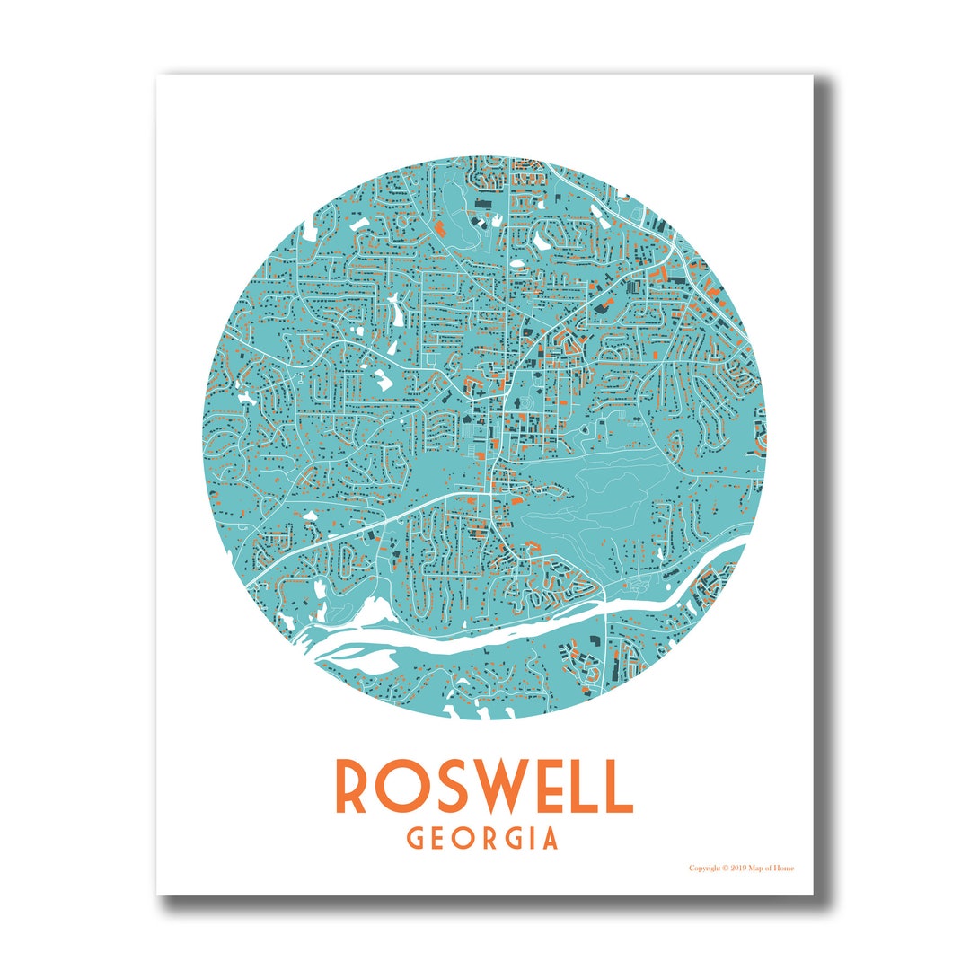 ROSWELL GA Map Print, Roswell City Map, Georgia Map Print, Modern Style ...