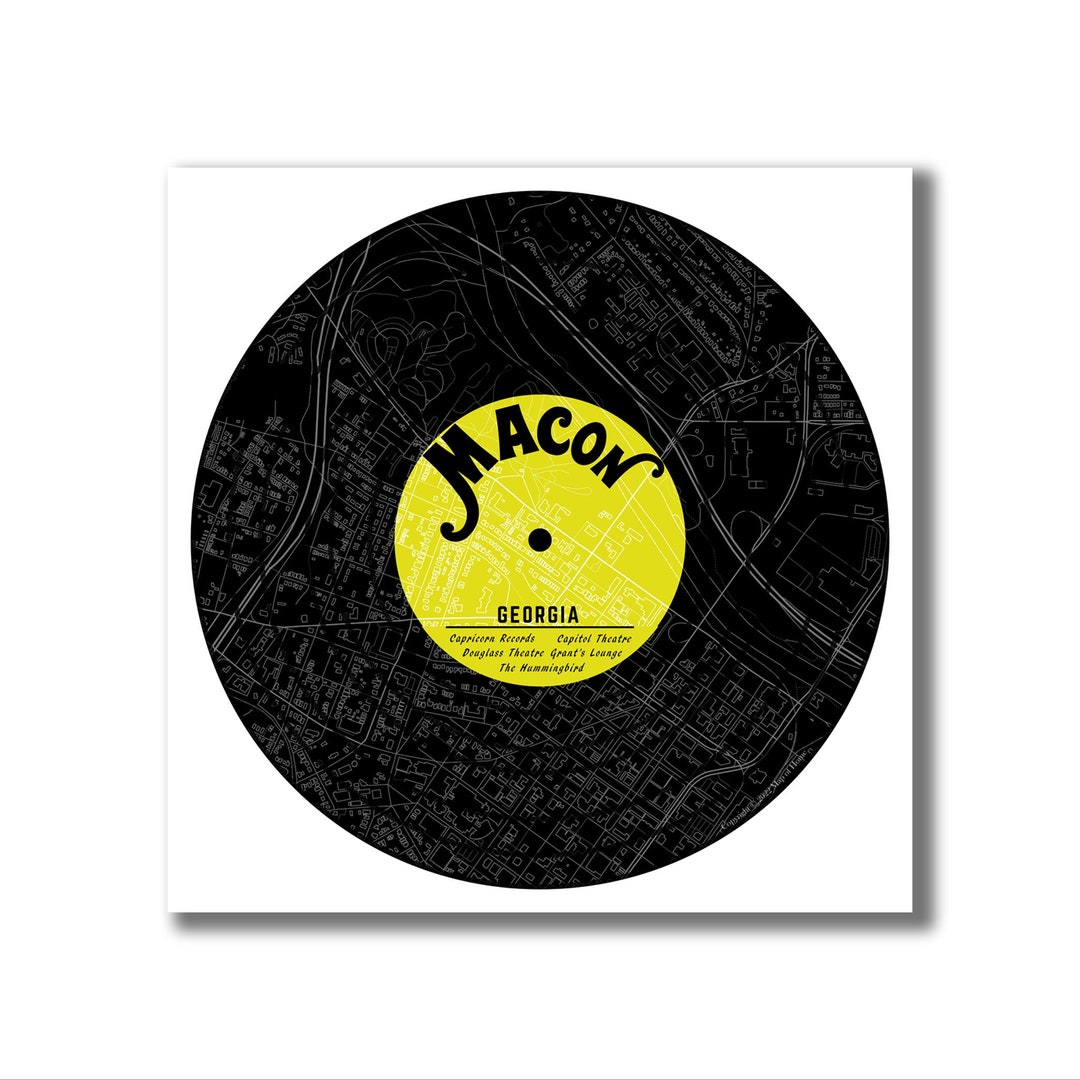 MACON GA Map Print, Macon Record Map, Macon Music Art, Macon Ga Wall ...