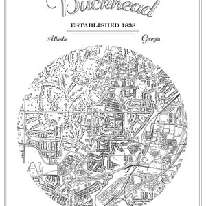 Buckhead, Georgia, Map, Buckhead Map, Housewarming Gift, Buckhead Art ...