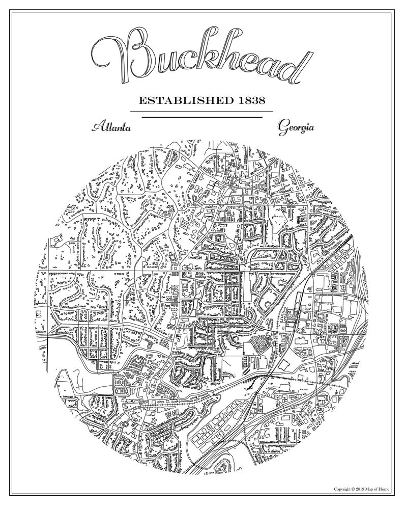 Buckhead Georgia Map Buckhead Map Housewarming Gift - Etsy
