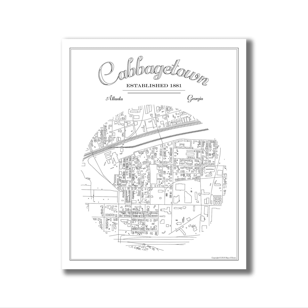 CABBAGETOWN Map Print, CABBAGETOWN Atlanta Neighborhood Map ...
