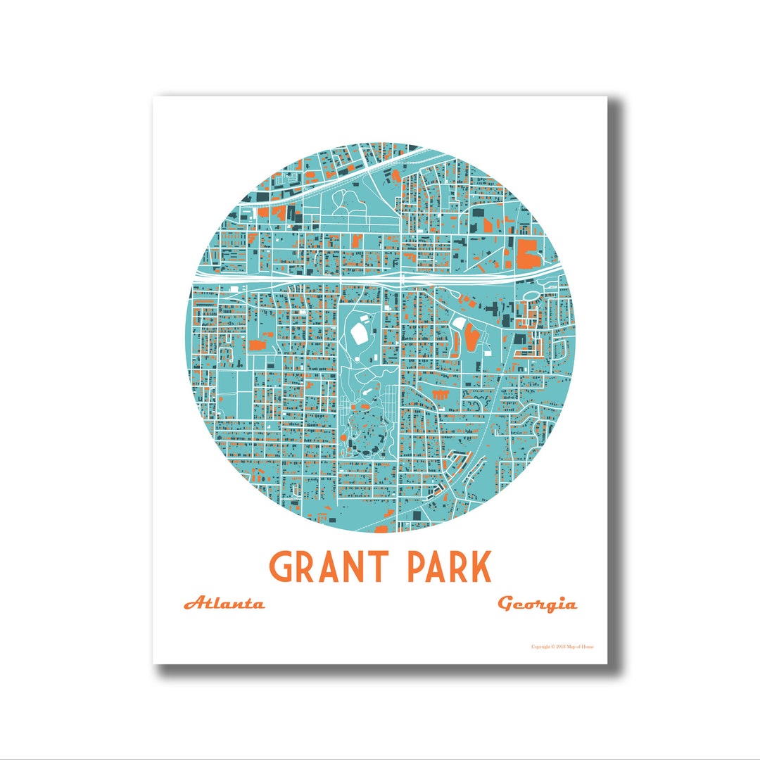 Impresión de mapa de GRANT PARK, mapa del vecindario de Grant Park ...