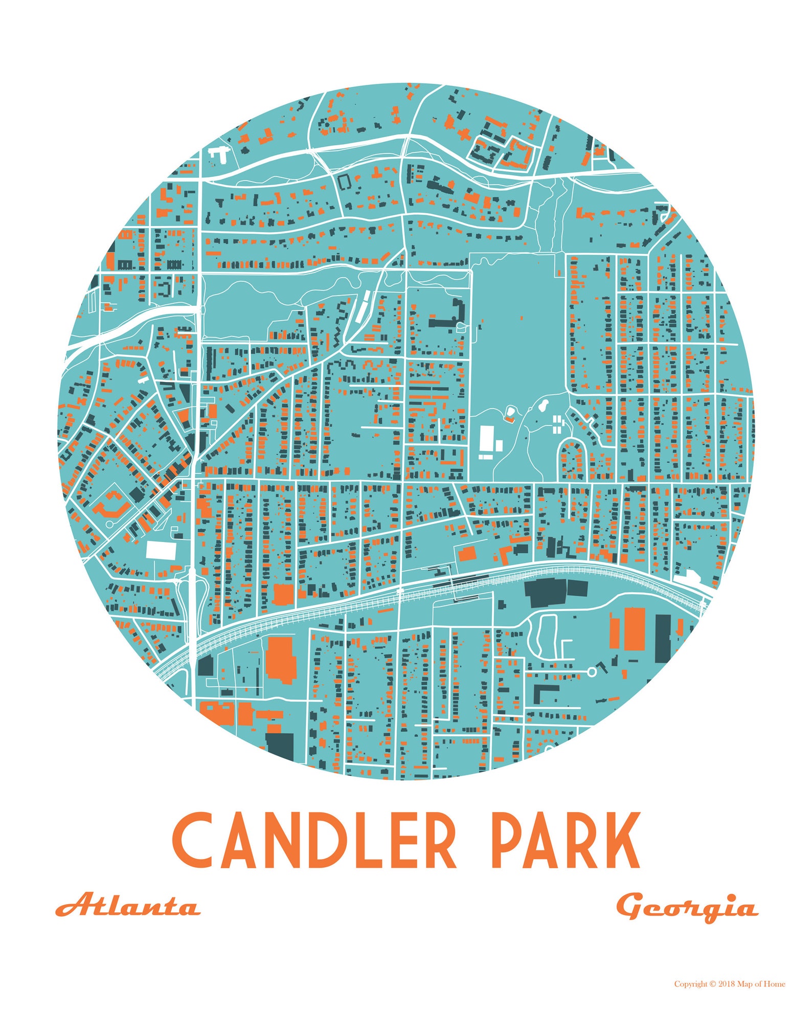 Candler Park, Atlanta Neighborhood, GA Map! Moving Away Gift! Going ...