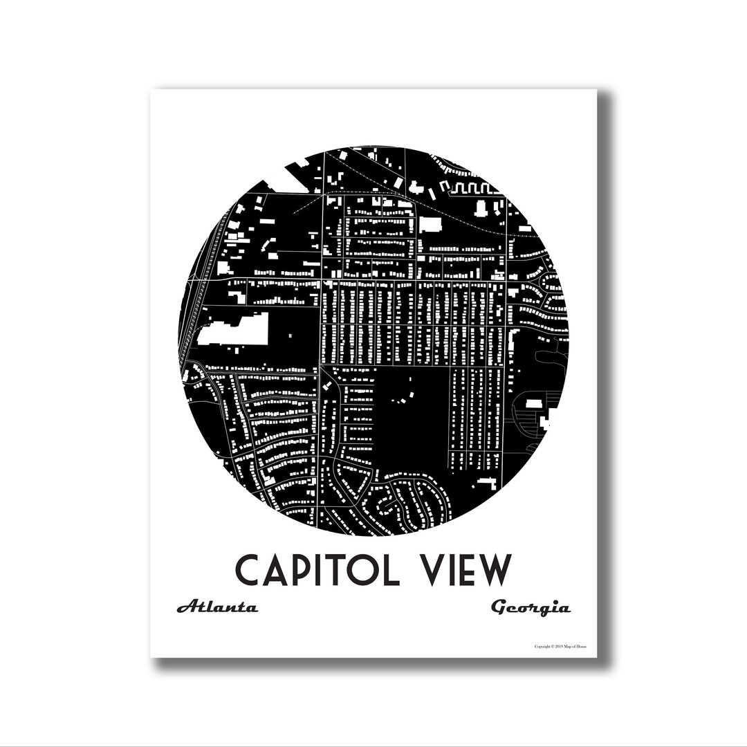 CAPITOL VIEW Map Print, Capitol View Atlanta Neighborhood Map, Atlanta ...