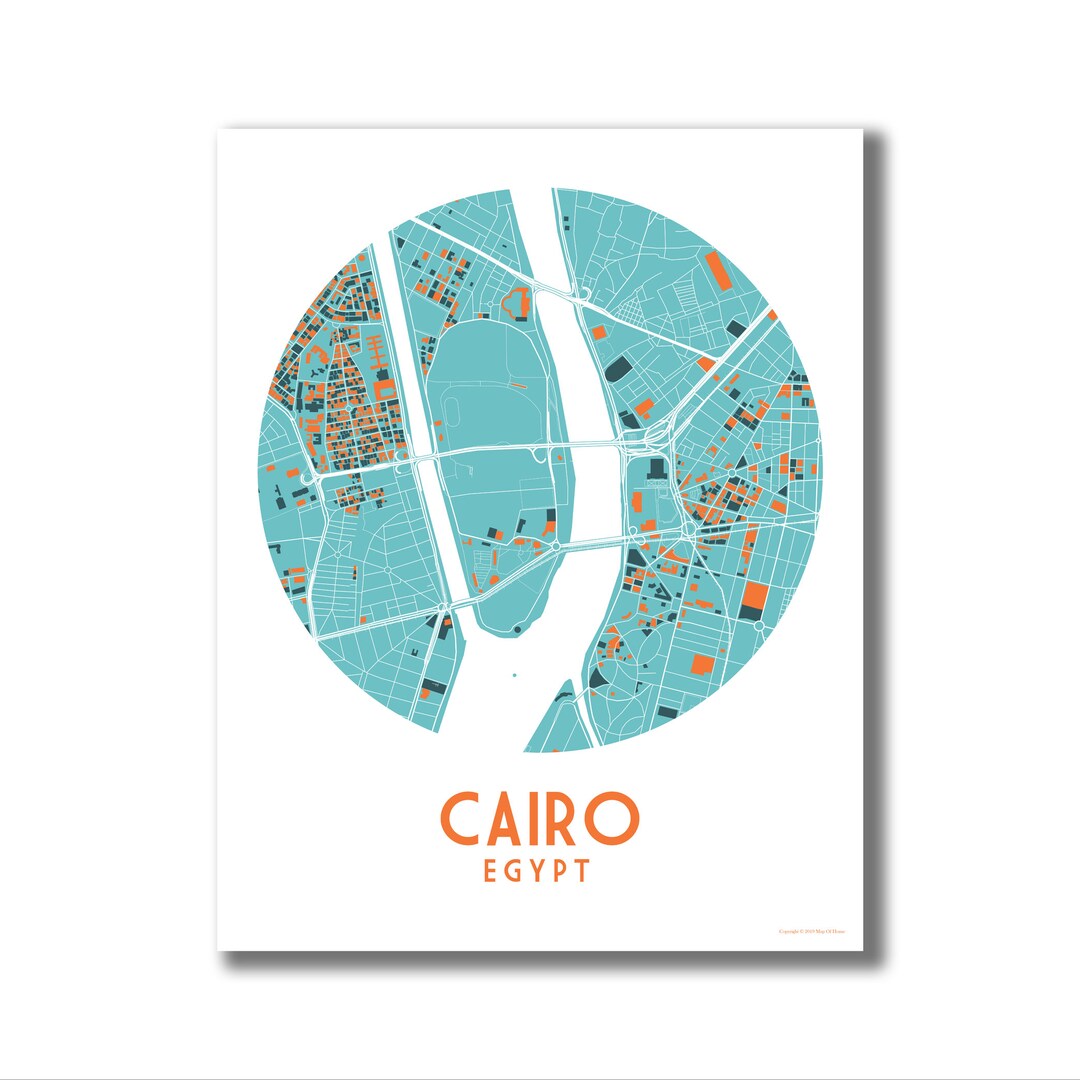 CAIRO Egypt Map Print, Cairo Map Art, Egypt Map Print, Cairo Moving ...