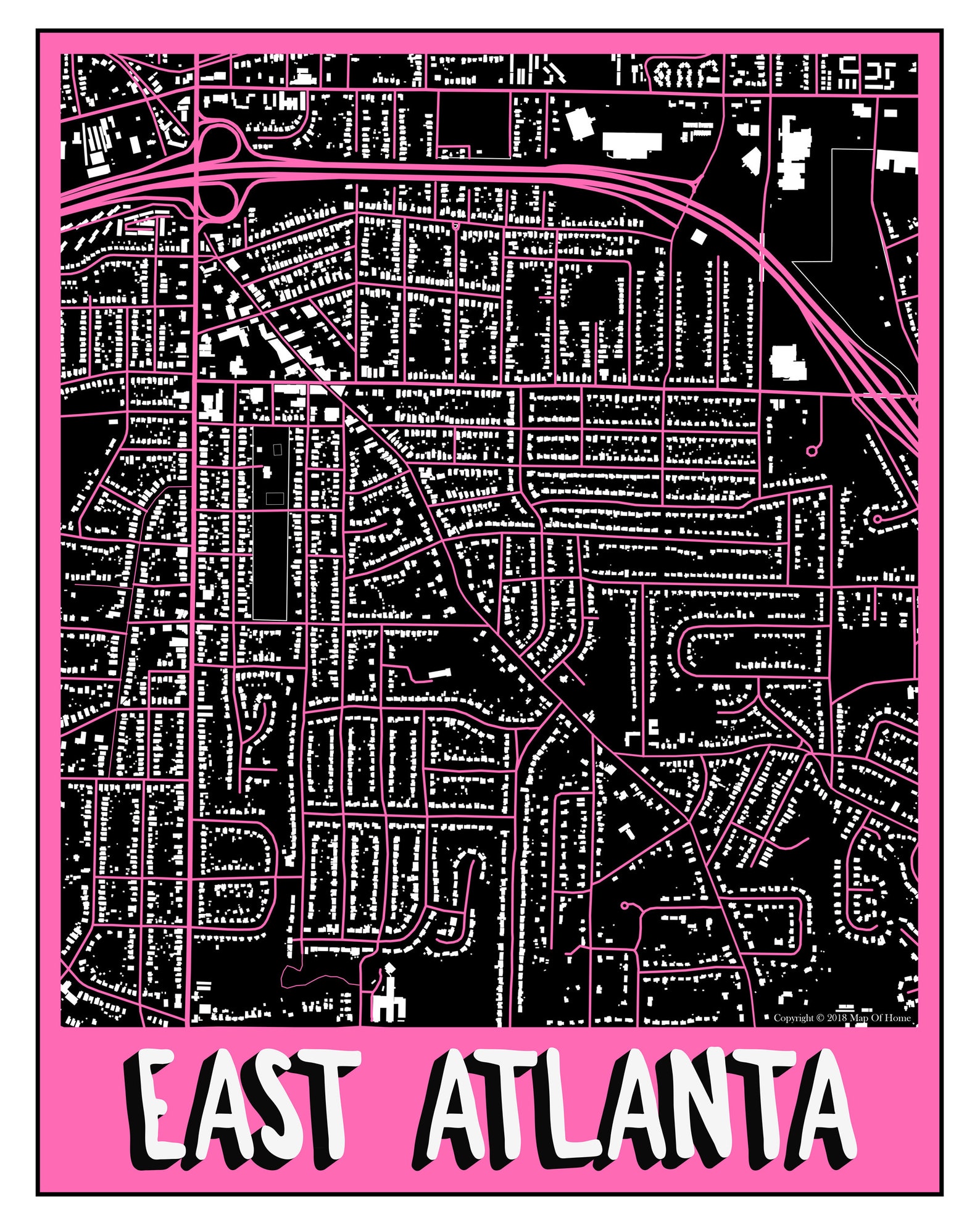 East Atlanta Atlanta Neighborhood GA Map Moving Away Gift - Etsy