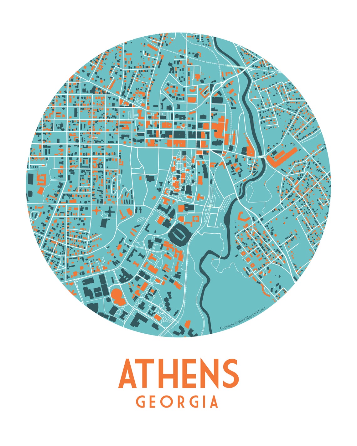 GRAD GIFT UGA Map Athens Ga Modern Color Palette Moving | Etsy