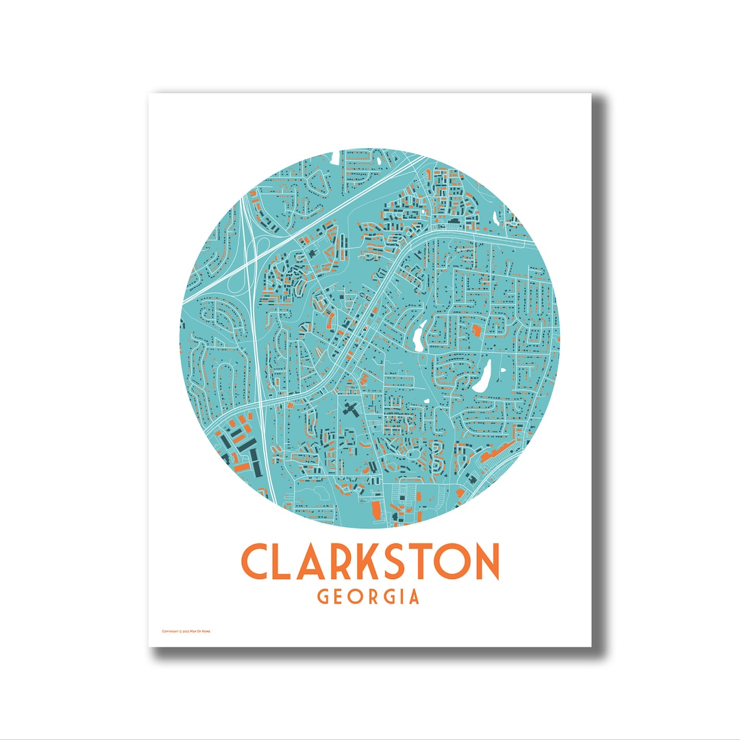 CLARKSTON Map Print, Clarkston GA Map, Clarkston Art Print, Modern City ...