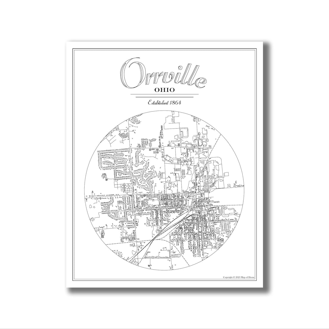ORRVILLE OH Map Print, Orrville City Map, Ohio Map Print, First ...