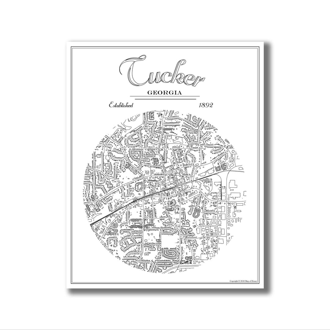 TUCKER Georgia Map Print Tucker, GA Art Print, Housewarming Gift ...