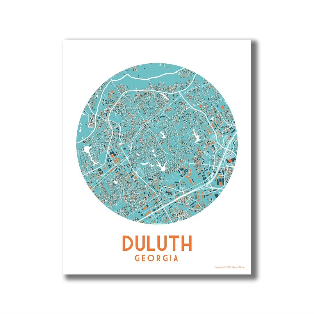 DULUTH Map Print, Duluth GA Map Art Print, Modern Style Duluth Map ...