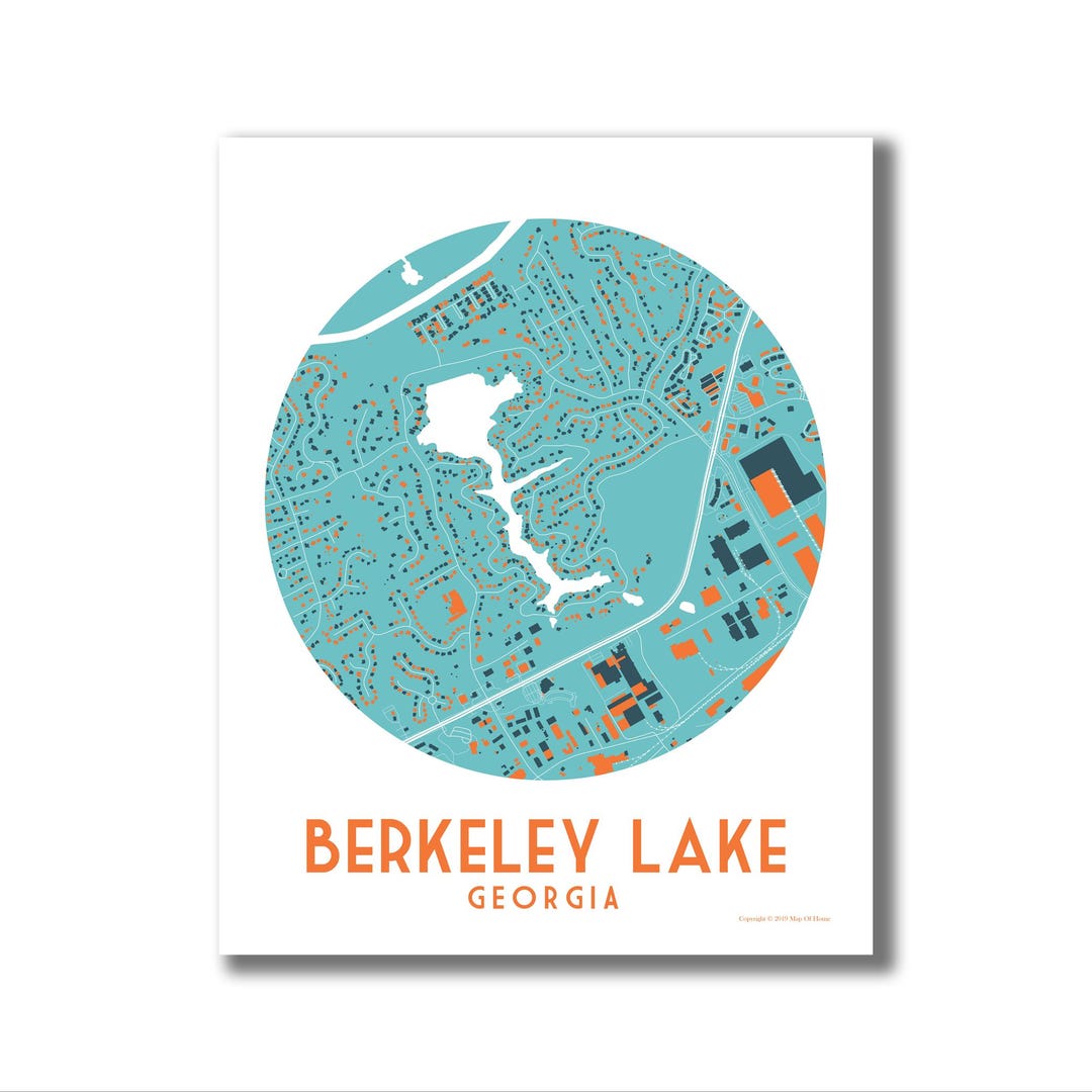 BERKELEY LAKE Map Print, Berkeley Lake GA Map, Berkeley Lake Art ...
