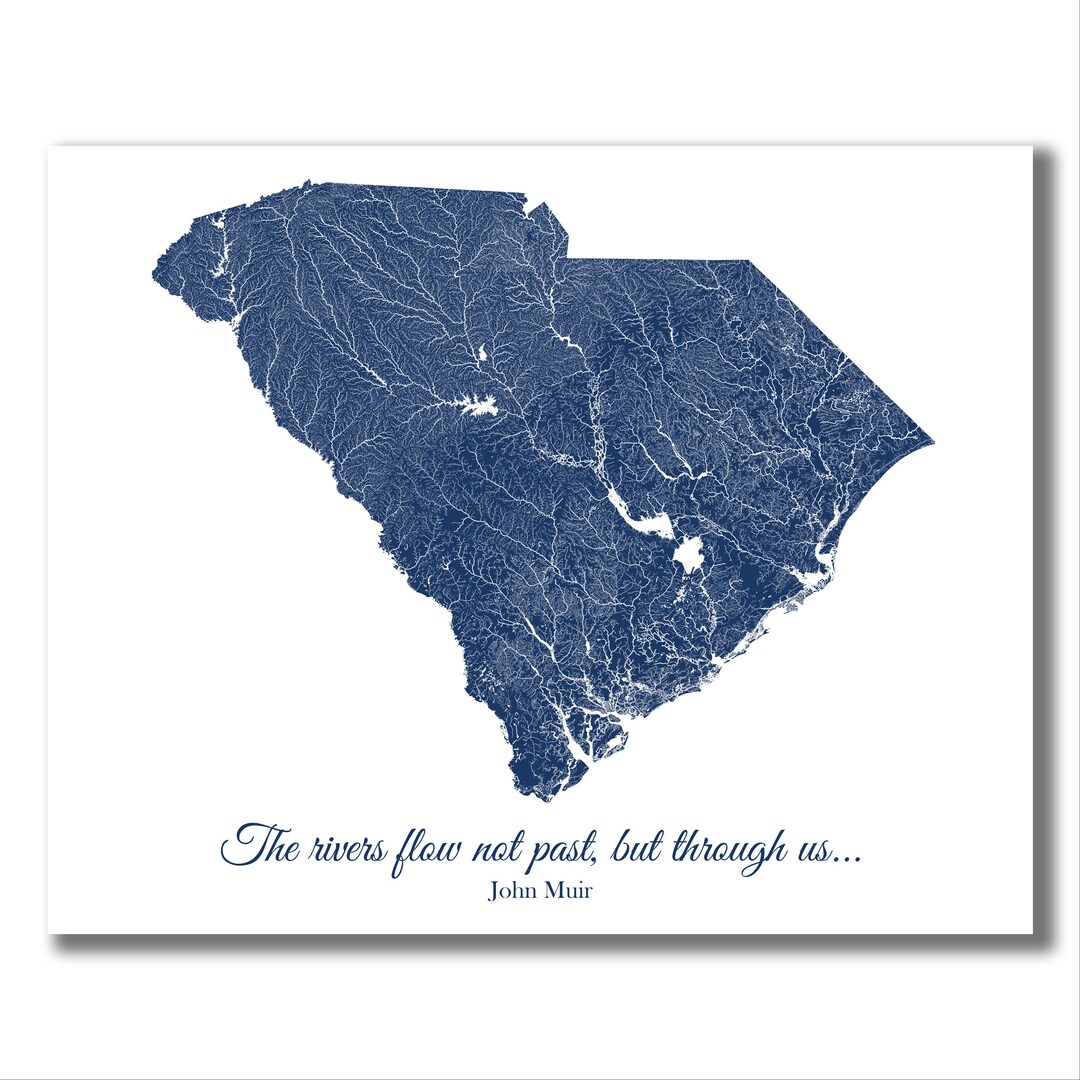 SC RIVERS Map Print, South Carolina Rivers Map, South Carolina ...