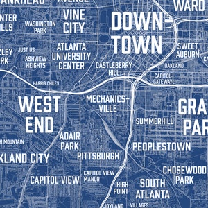 Atlanta Neighborhoods Map! Atlanta GA Poster, Atlanta City Map, Atlanta ...
