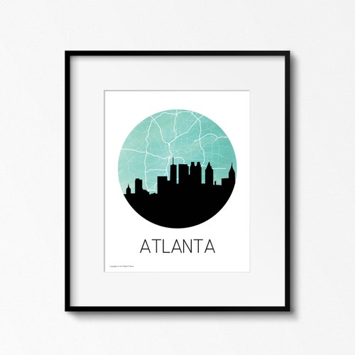Atlanta Skyline Map Downtown Atlanta Map Moving Away Gift | Etsy