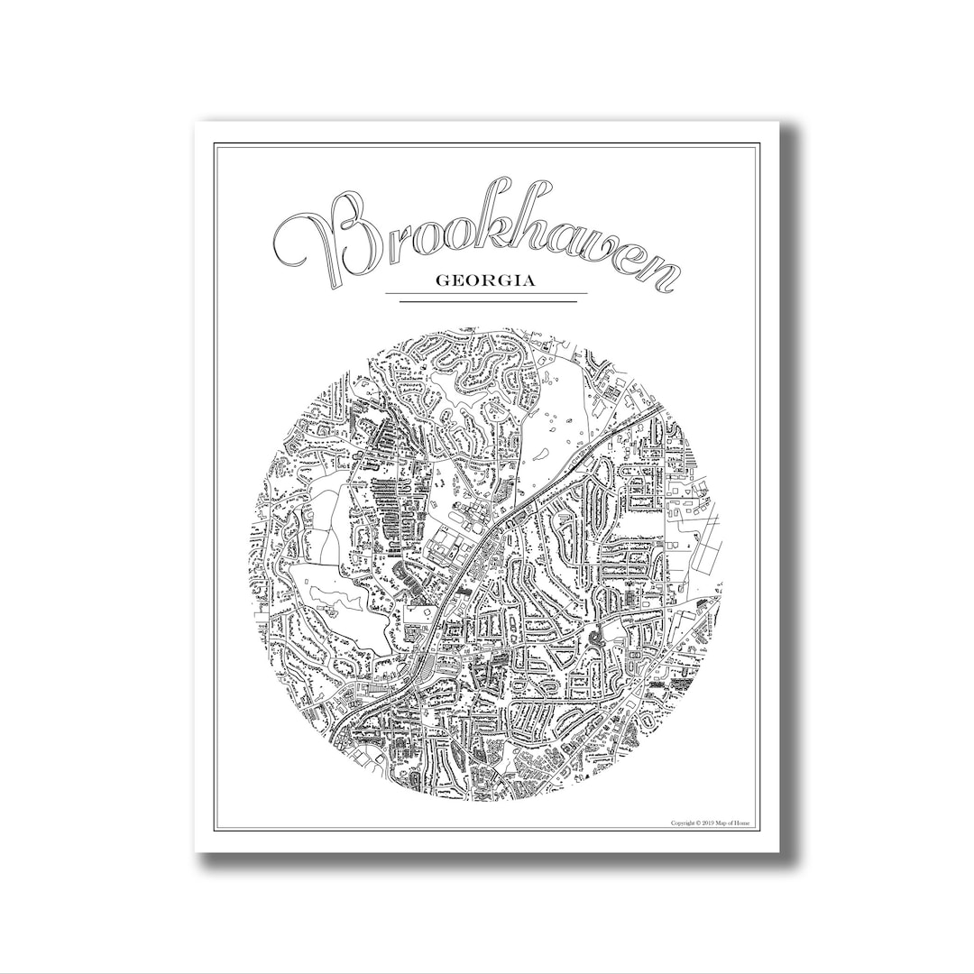 BROOKHAVEN Map Print, Brookhaven Atlanta Map, Brookhaven Atlanta Art ...