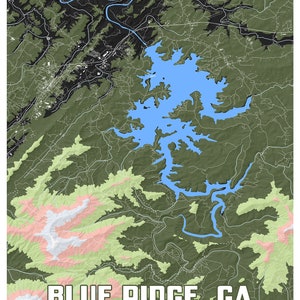 Blue Ridge Map, Blue Ridge Poster, Nature Map, Georgia Outdoors ...