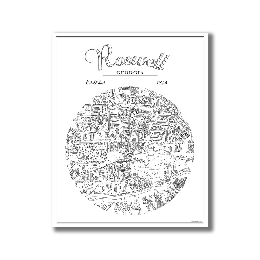 ROSWELL GA Map Print, Roswell City Map, Georgia Map Print, Vintage ...