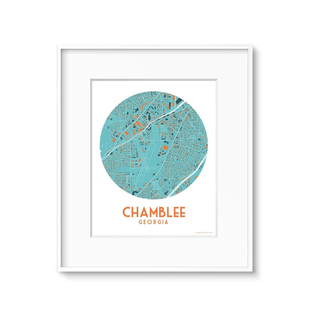 Chamblee, GA Map Art Moving Away Gift Going Away Gift Wedding Gift - Etsy