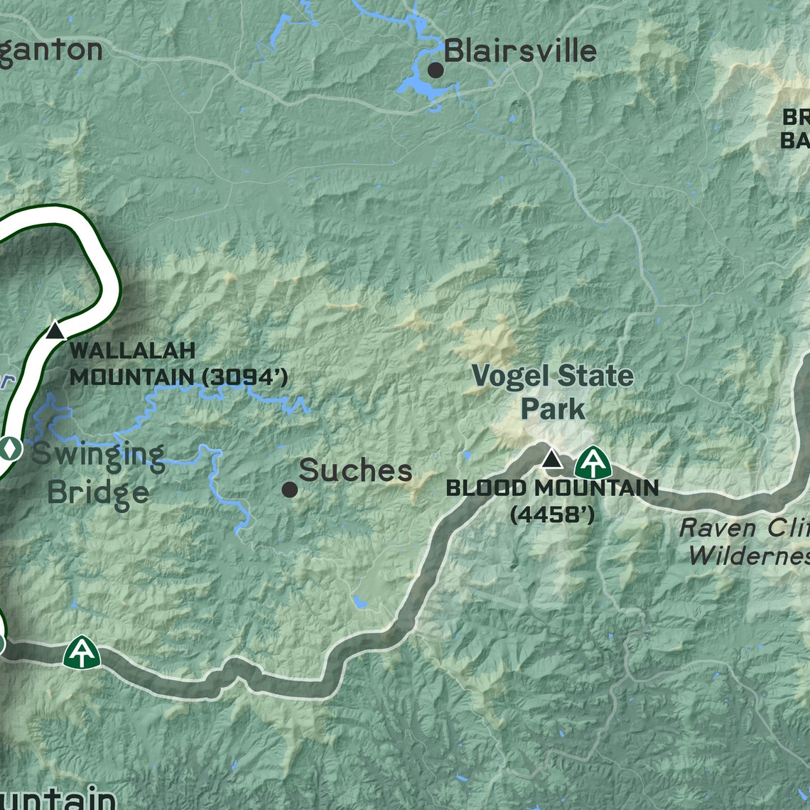 Benton Mackaye Trail Map Appalachian Trail Mountains Cabin - Etsy