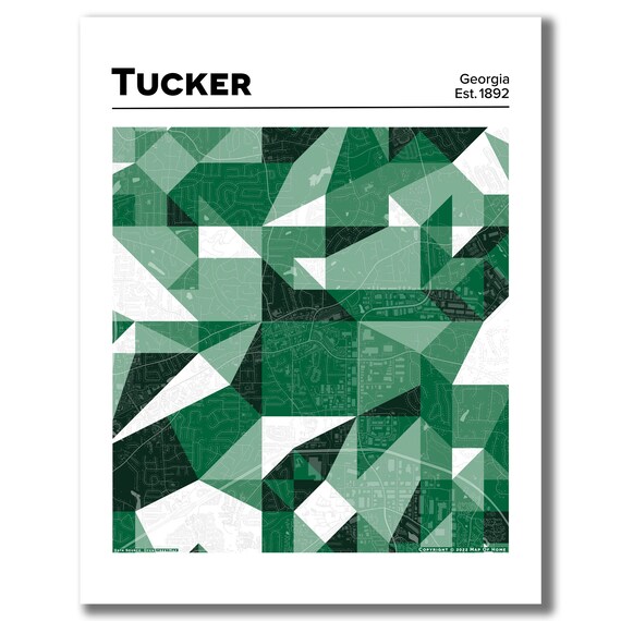 Tucker Georgia Map Geometric Tucker Map Moving Away Gift - Etsy