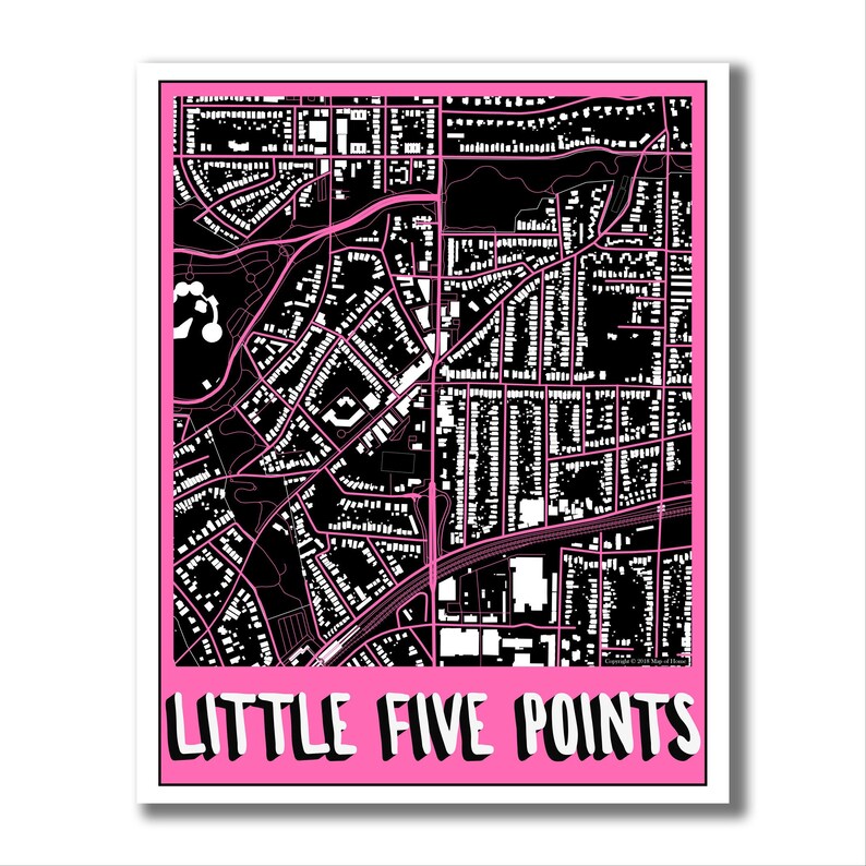 Little Five Points Atlanta Map Pink Map Moving Away Gift - Etsy