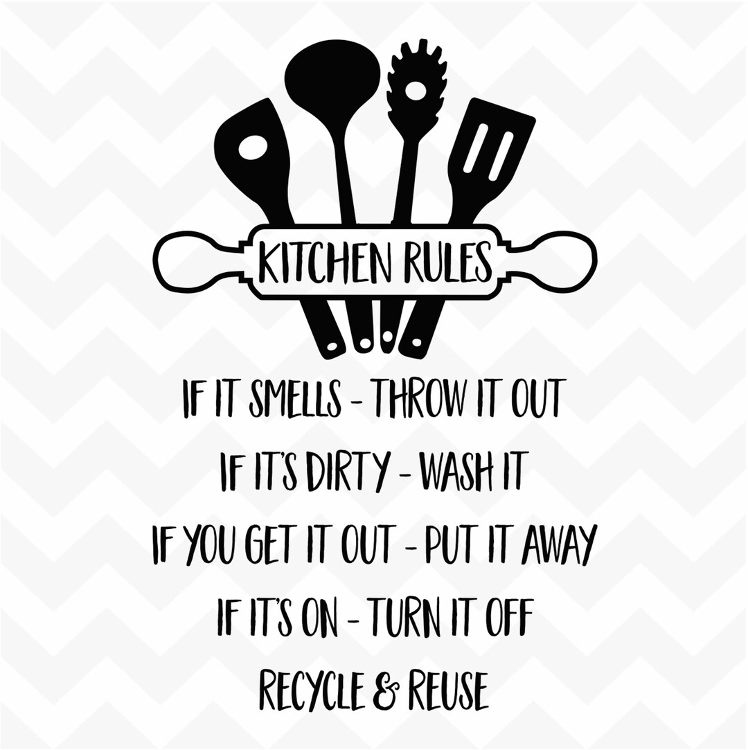 Kitchen Rules Vinyl Wall Art Sticker Words Saying Home Cupboard - Etsy